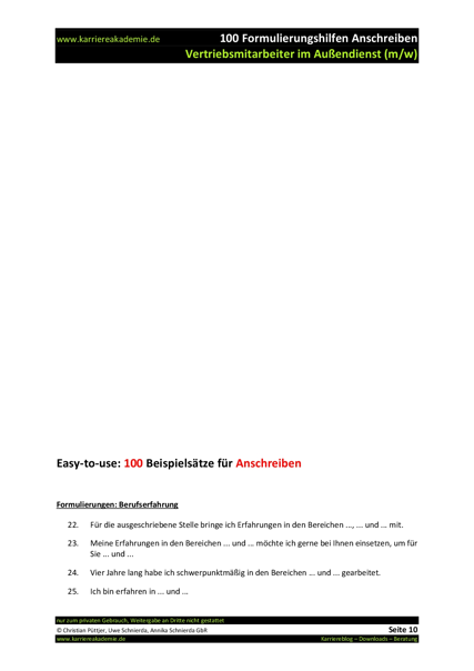 4 x Anschreiben: Vertriebsmitarbeiter im Außendienst (m/w ... 4 x Anschreiben: Vertriebsmitarbeiter im Außendienst (m/w ...